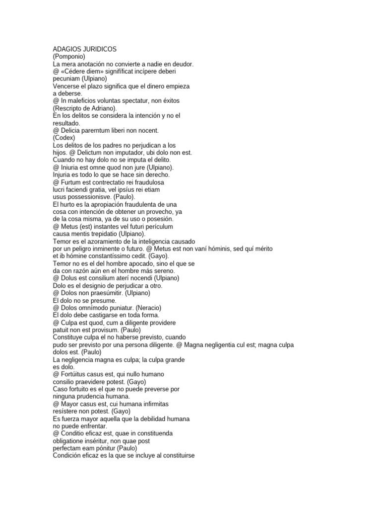 Adagios Jurídicos Clásicos y Su Significado | PDF | Libertad | Justicia
