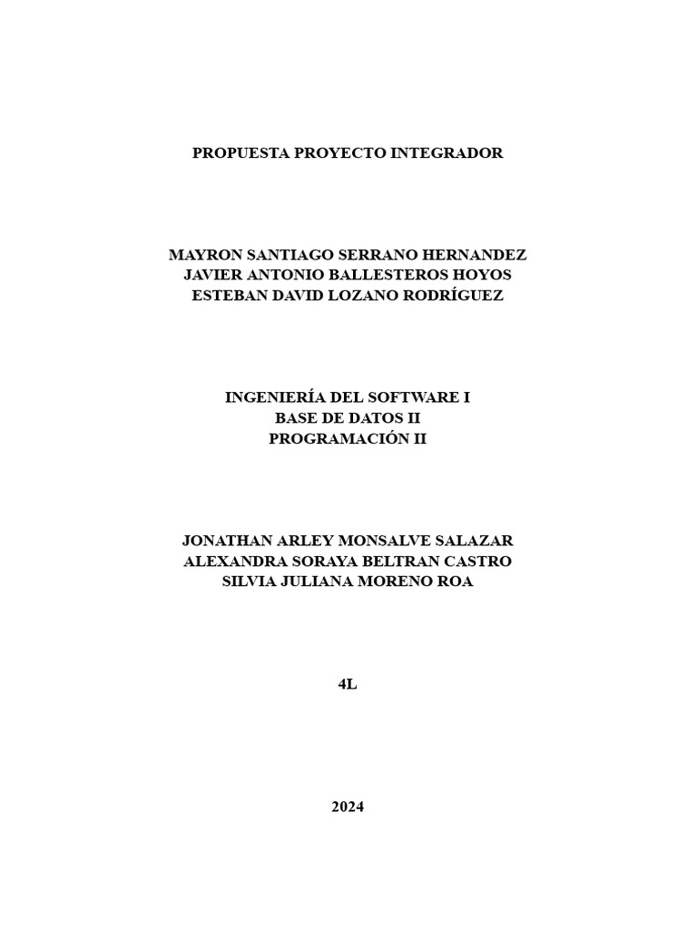 Presentacion Propuesta Proyecto Integrador | PDF | Software | Usuario (informática)