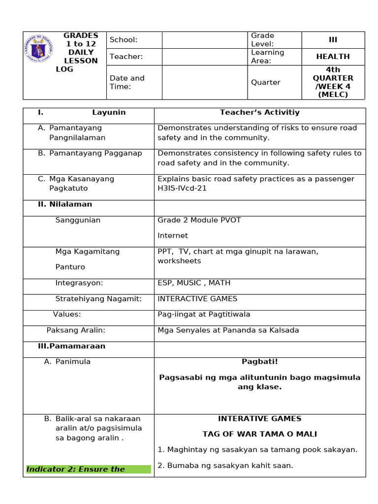 GRADE 3 DLP MGA PANANDA AT SENYALES SA KALSADA | PDF