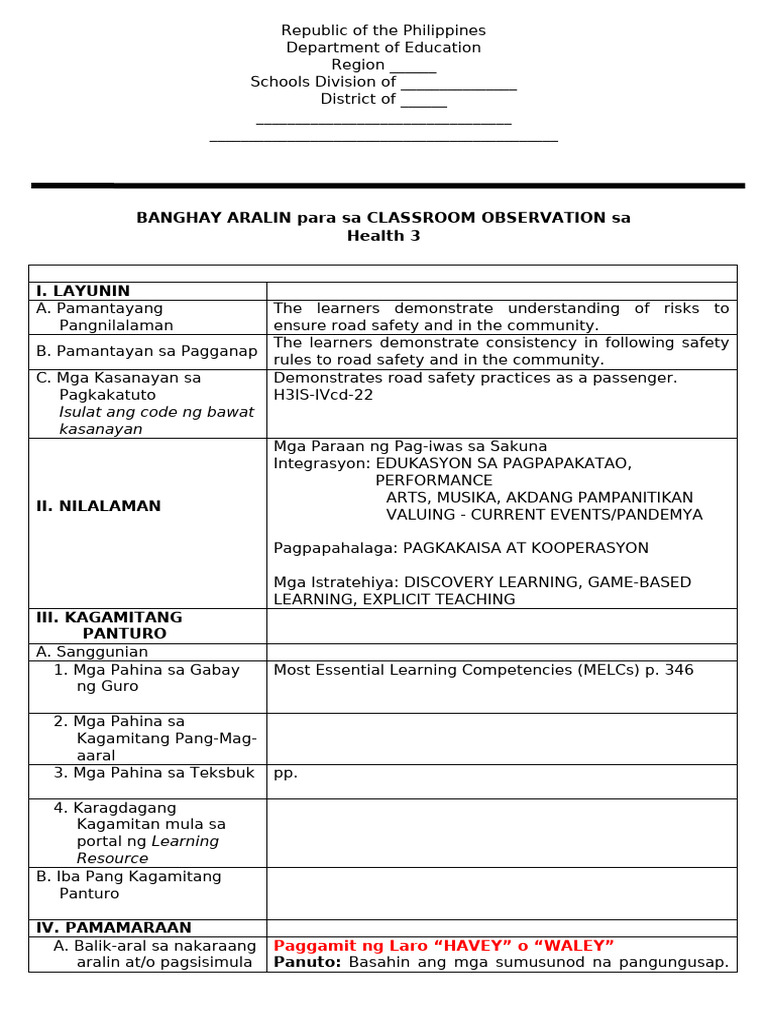 DLP - HEALTH3 Mga Paraan NG Pag-Iwas Sa Sakuna J | PDF