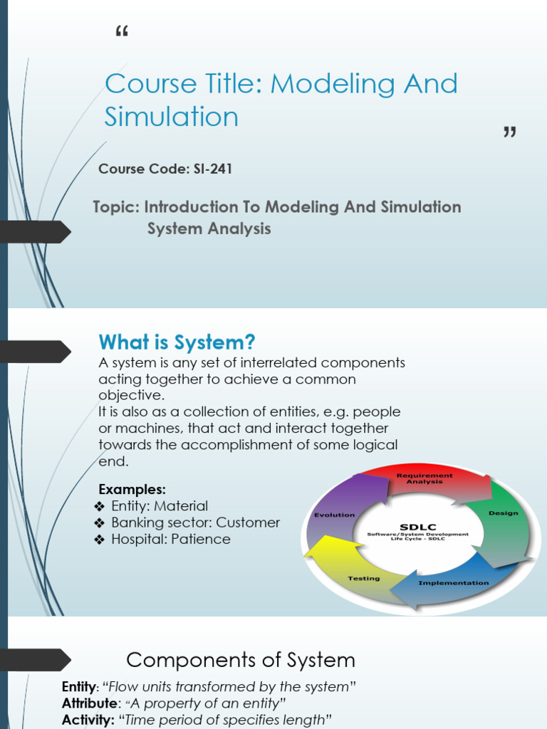 1.introduction To Modeling & Simulation | PDF | Simulation | Virtual Reality