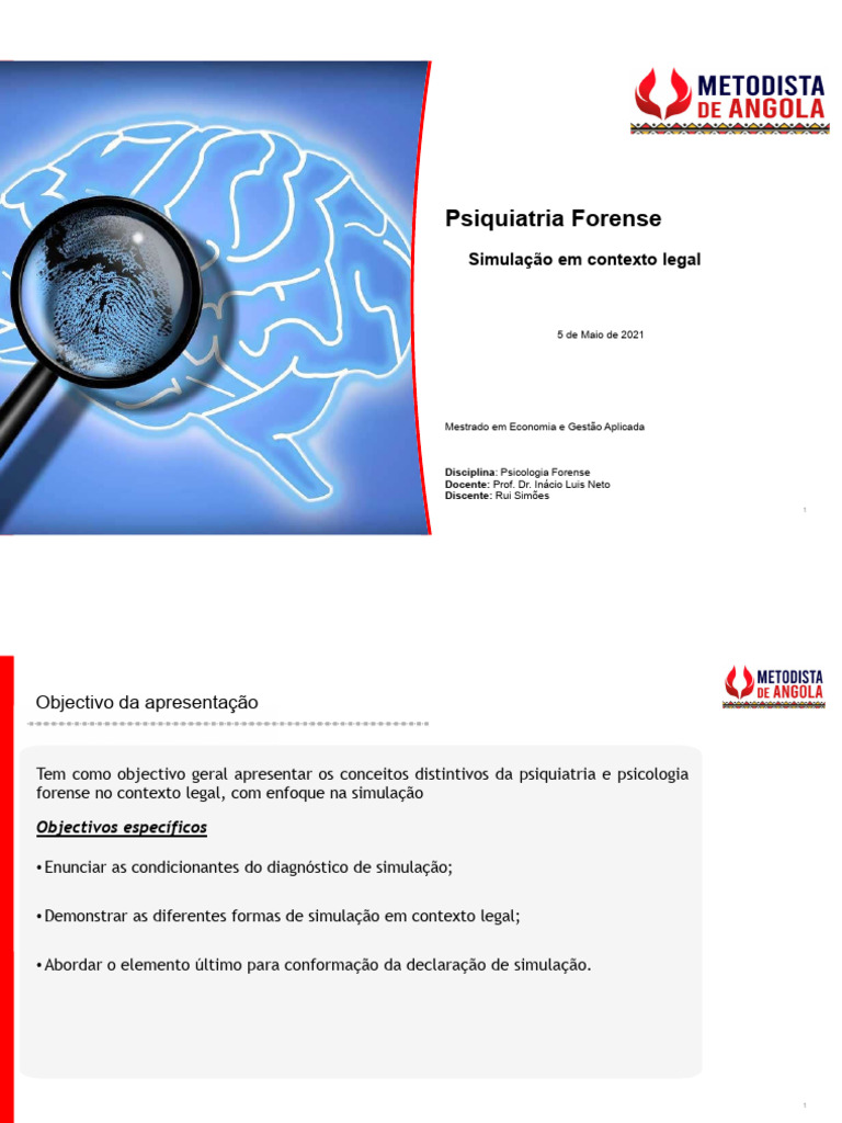 Psiquiatria Forense - Simulação em Contexto Legal - Rui Simoes | PDF ...