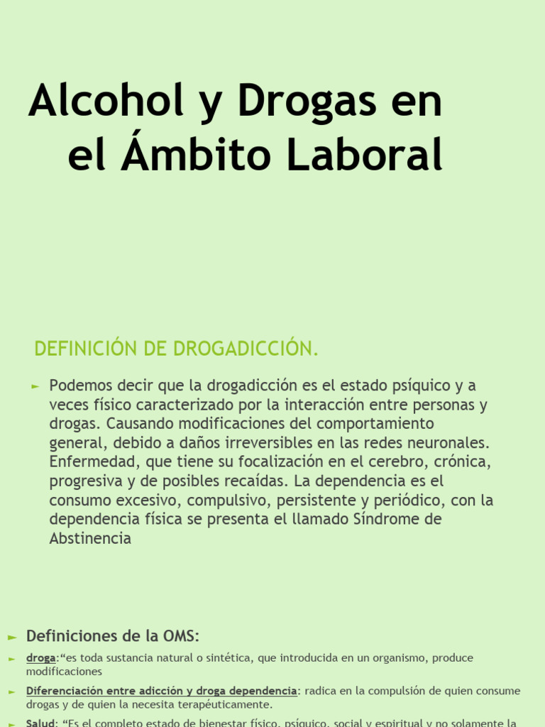 1 - (MAXI) Presentacion Alcohol y Drogas en El Ambito Labora | PDF | La ...