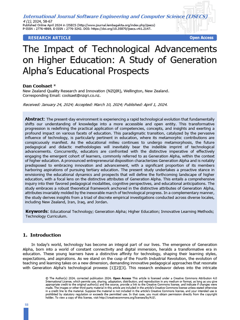 The Impact of Technological Advancements On Higher | PDF | Qualitative ...