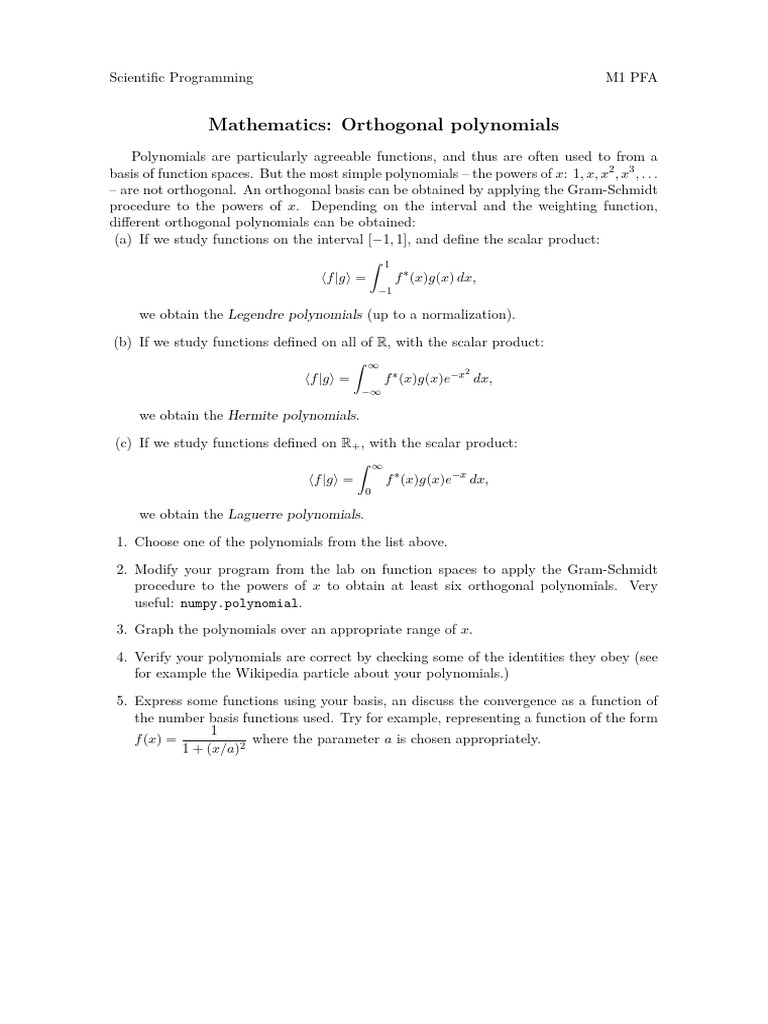 Orthogonal Polynomials in Programming | PDF