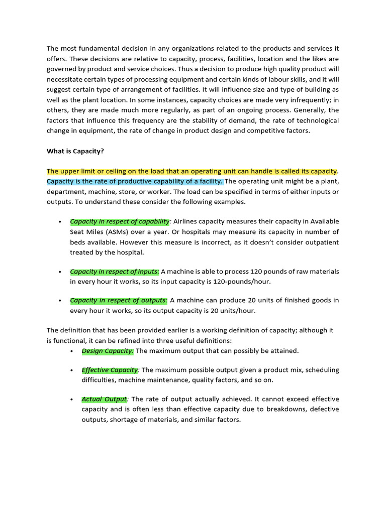 Lec-3,4 - Capacity Planning & Requirement | PDF | Forecasting | Demand