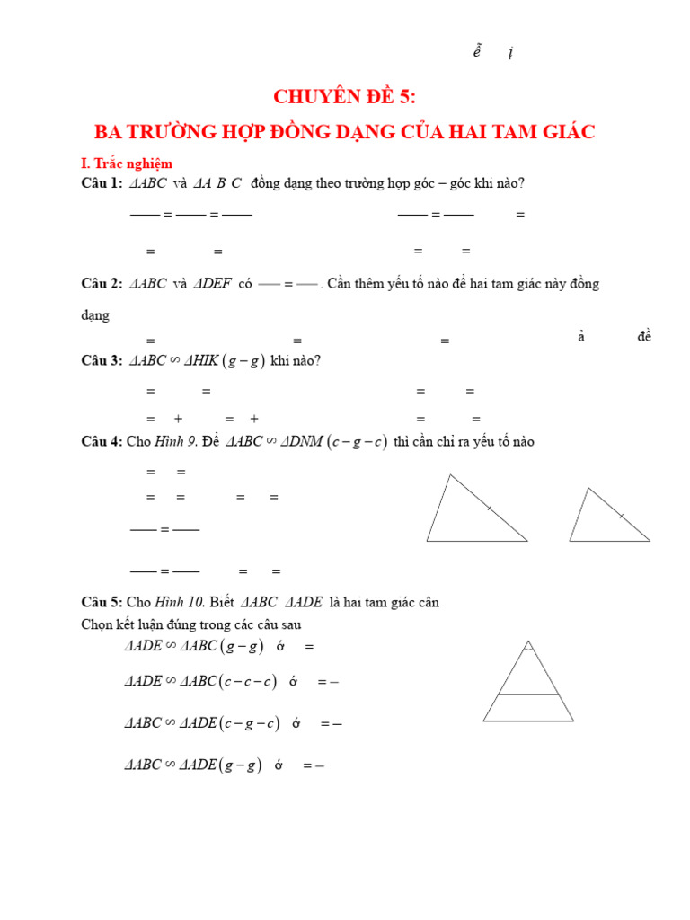Chuyên Đề 5 Tam Giac Dong Dang | PDF