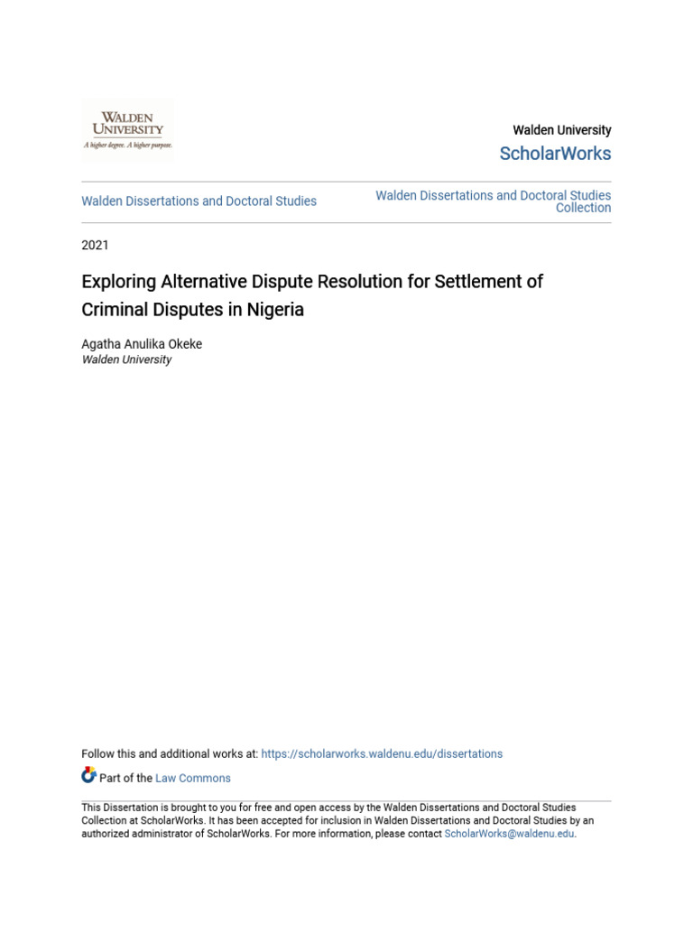Exploring Alternative Dispute Resolution For Settlement of Crimin | PDF | Alternative Dispute ...