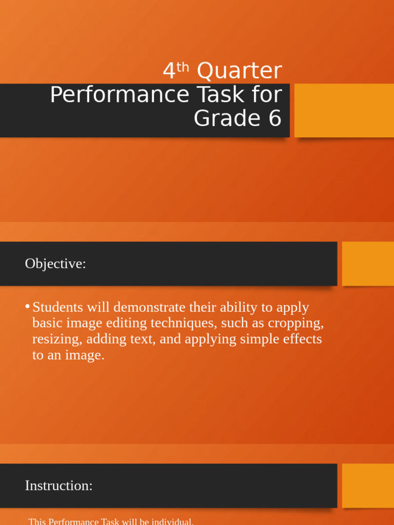 4th Quarter Performance Task For Grade 6 | PDF | Image Editing | Vision