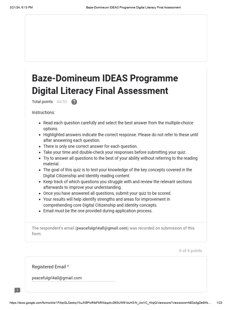 Baze-Domineum IDEAS Programme Digital Literacy Final Assessment for ...
