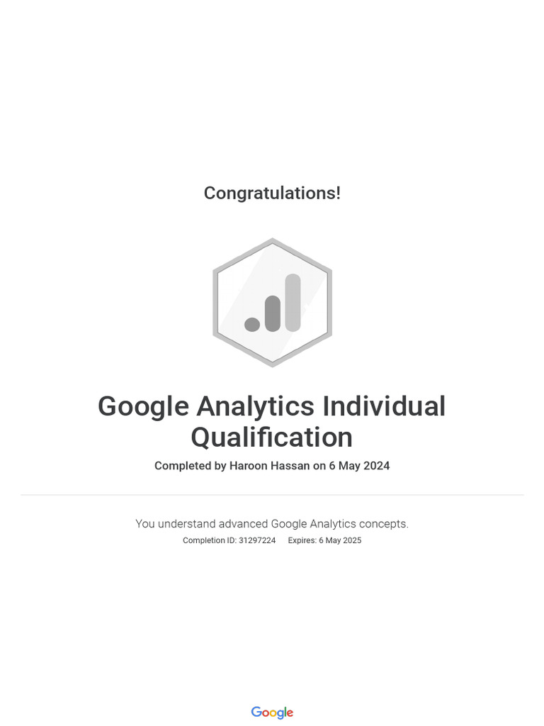 Google Analytics Individual Qualification - Google | PDF