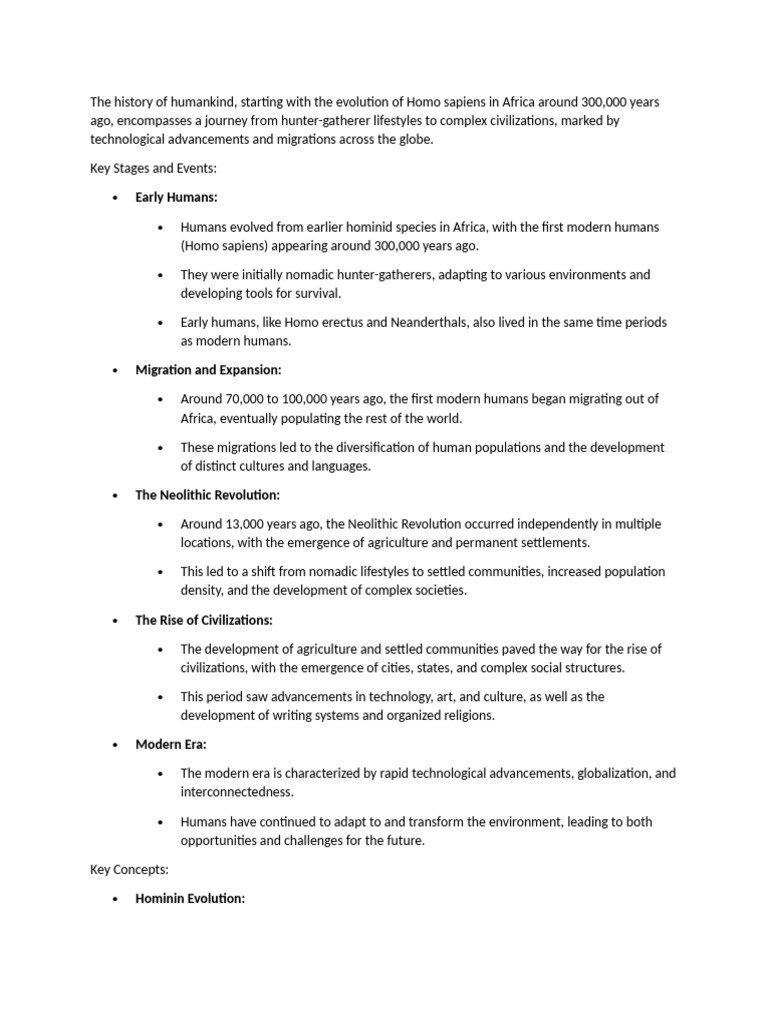The History of Humankind | PDF | Human | Human Evolution
