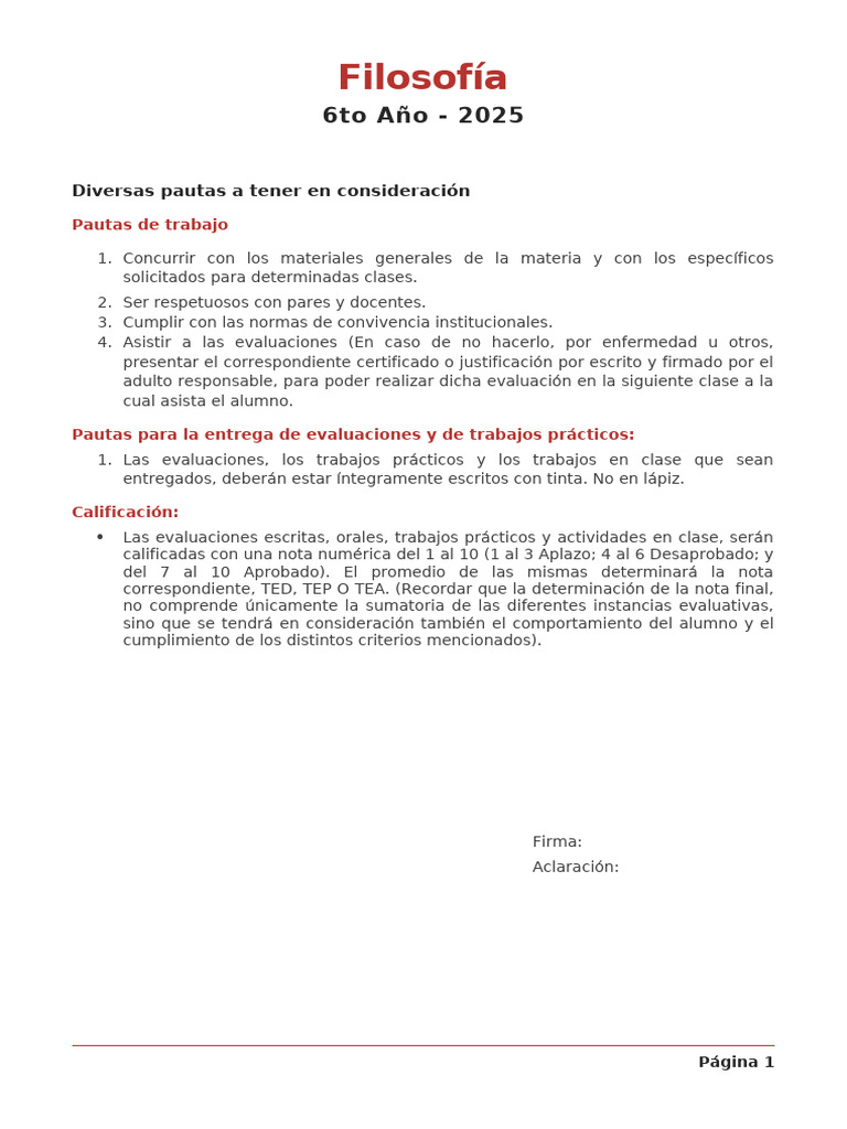 Pautas de Trabajo 2025-1 | PDF