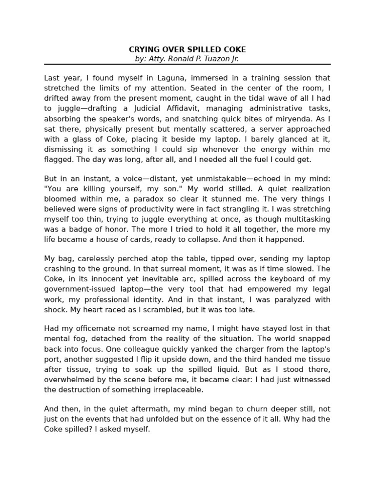 Lessons from a Spilled Coke Incident | PDF