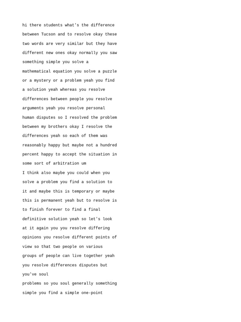 ? Solve Vs Resolve - The Difference - ESL British English Pronunciation - English - Generated) | PDF