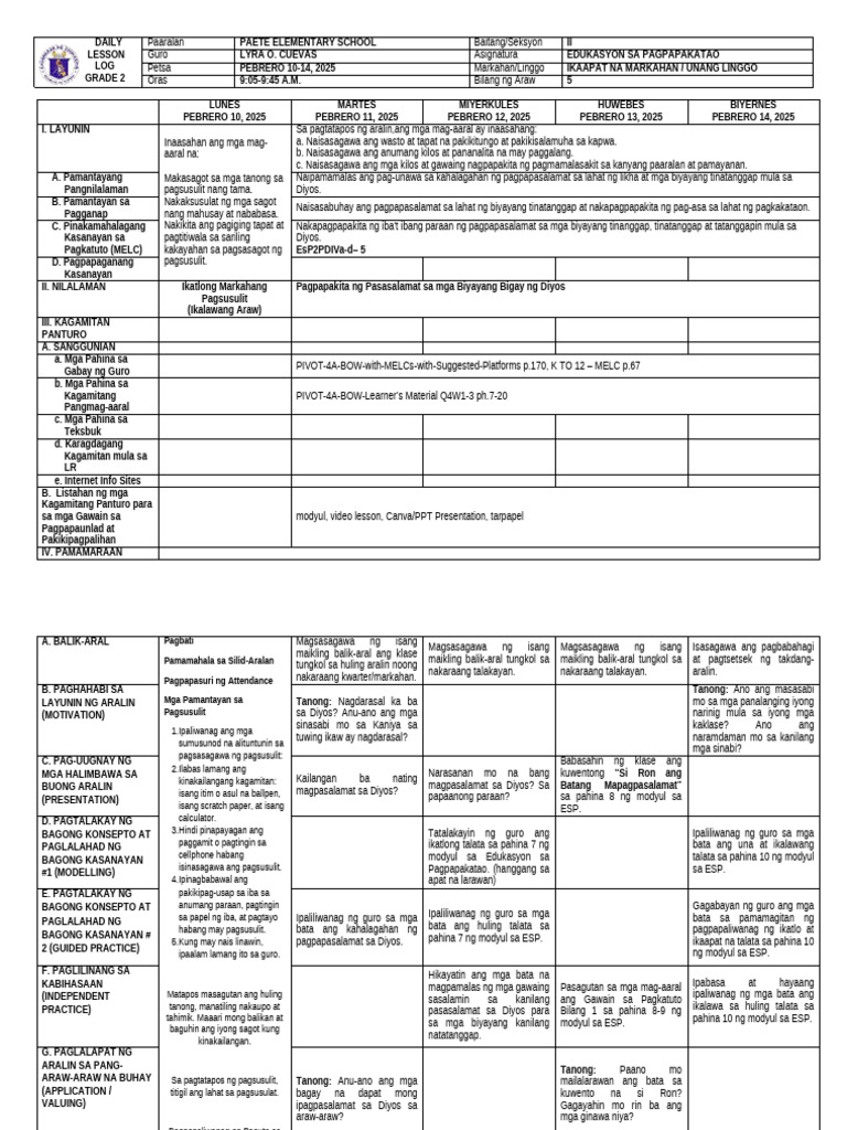 DLL ESP Q4 Week-1-3 Part-1-1 | PDF
