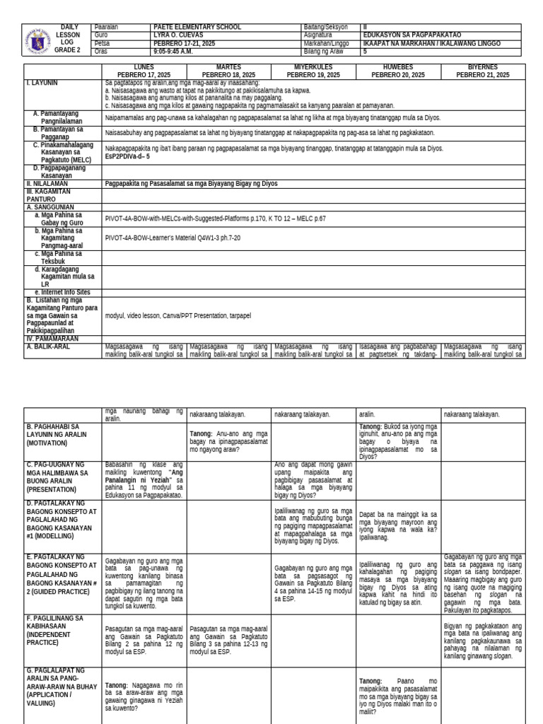 Dll Esp q4 Week-1-3 Part-2 | PDF