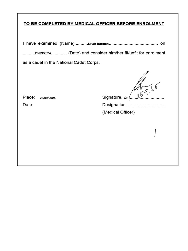 162814116813NCC OE - 02 - Forms by Cdts - Medical Certificate | PDF