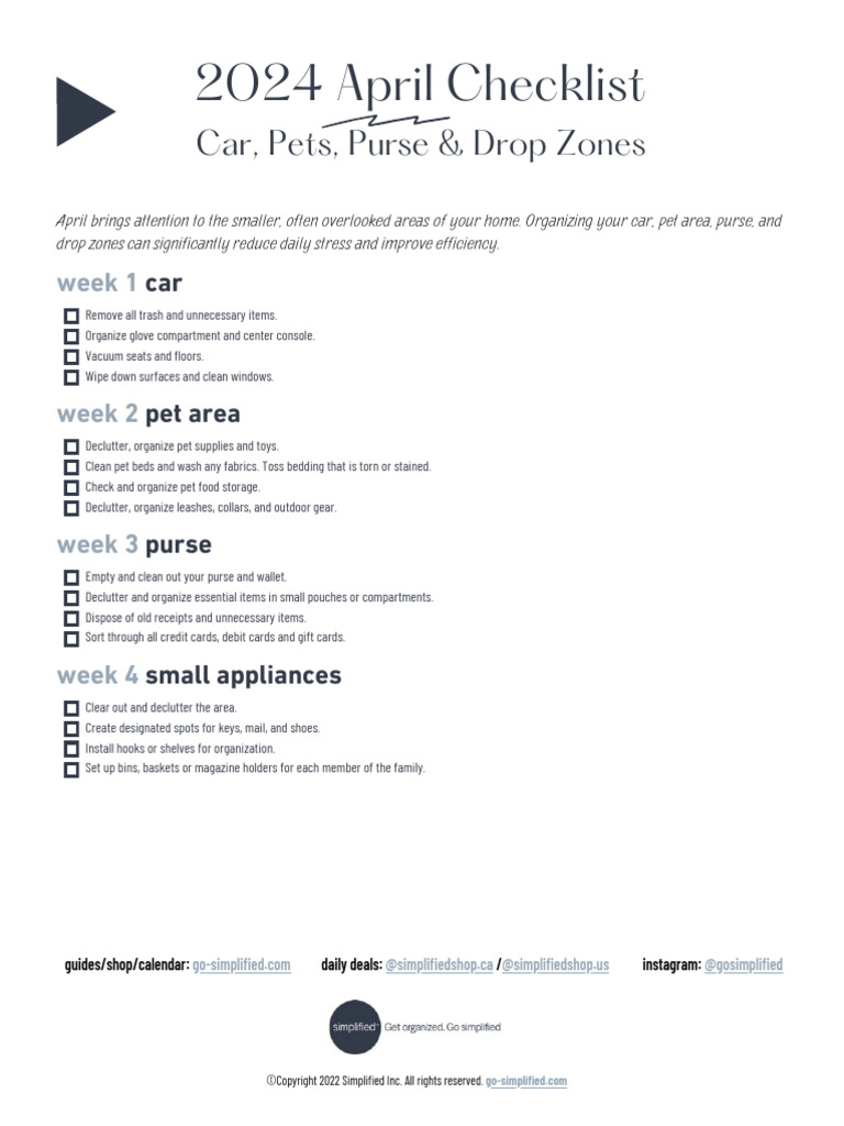 Simplified 2024 April Checklist | PDF