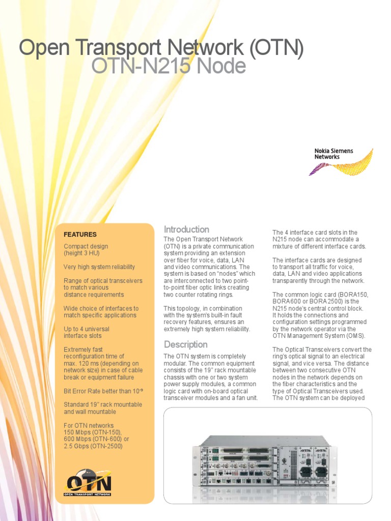 OTN-N215 Node: Open Transport Network (OTN) | PDF | Network Topology ...