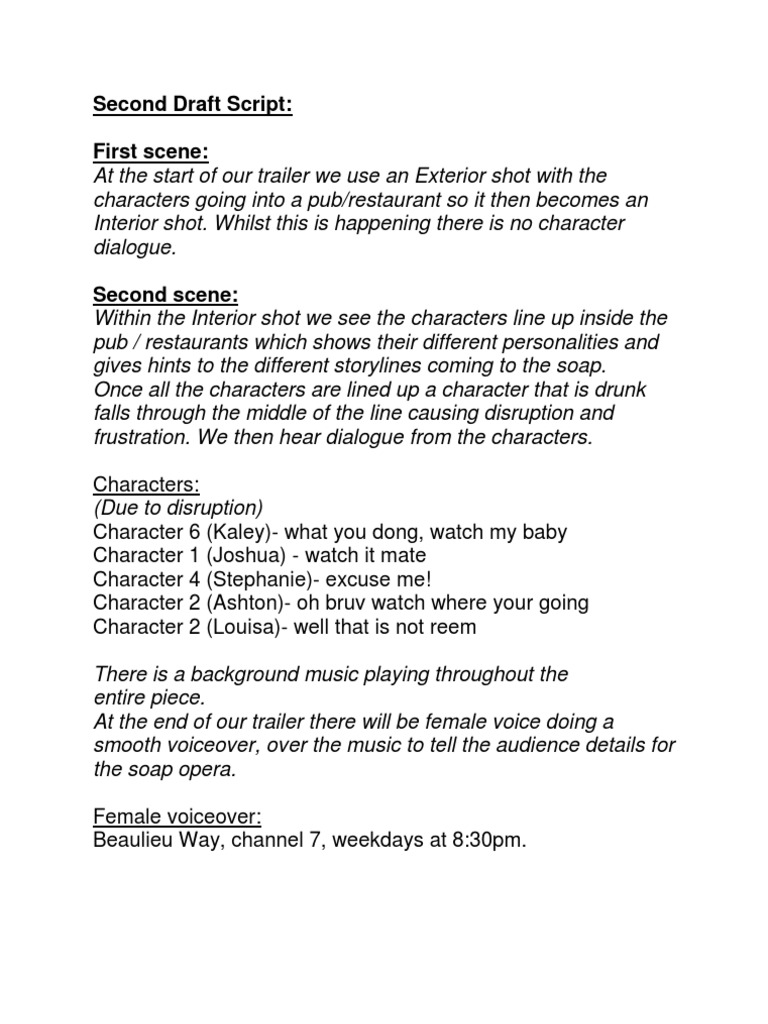 Second Draft Soap Opera Script | PDF