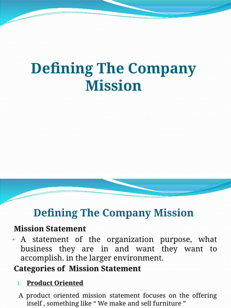 Defining The Company Mission | PDF