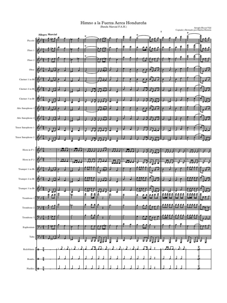 A1-Himno A La Fuerza Aerea Hondureña - 12 - Score and Parts | PDF ...