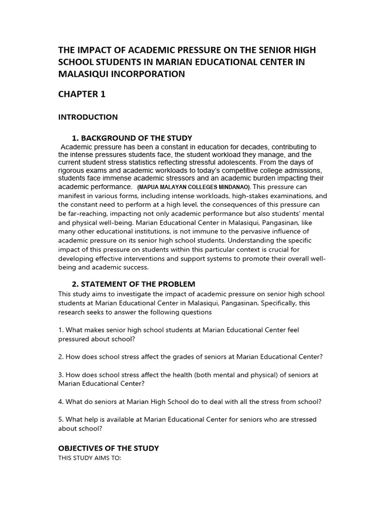 The Impact of Academic Pressure On The Senior High | PDF