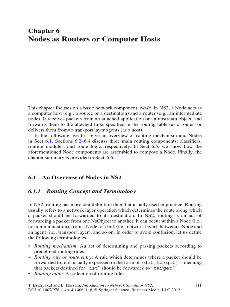 Nodes As Routers or Computer Hosts: 6.1 An Overview of Nodes in NS2 | PDF | Routing | Pointer ...