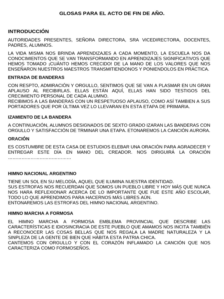 Glosas Para El Acto de Fin de Año-1 | PDF | Musicología | Himnos