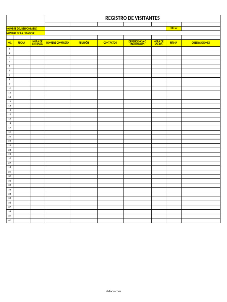 Formato de Registro de Visitas | PDF