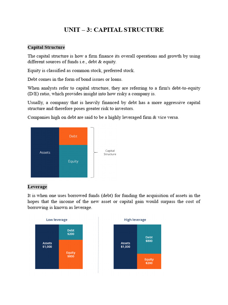 UNIT 3 Capital Structure | PDF