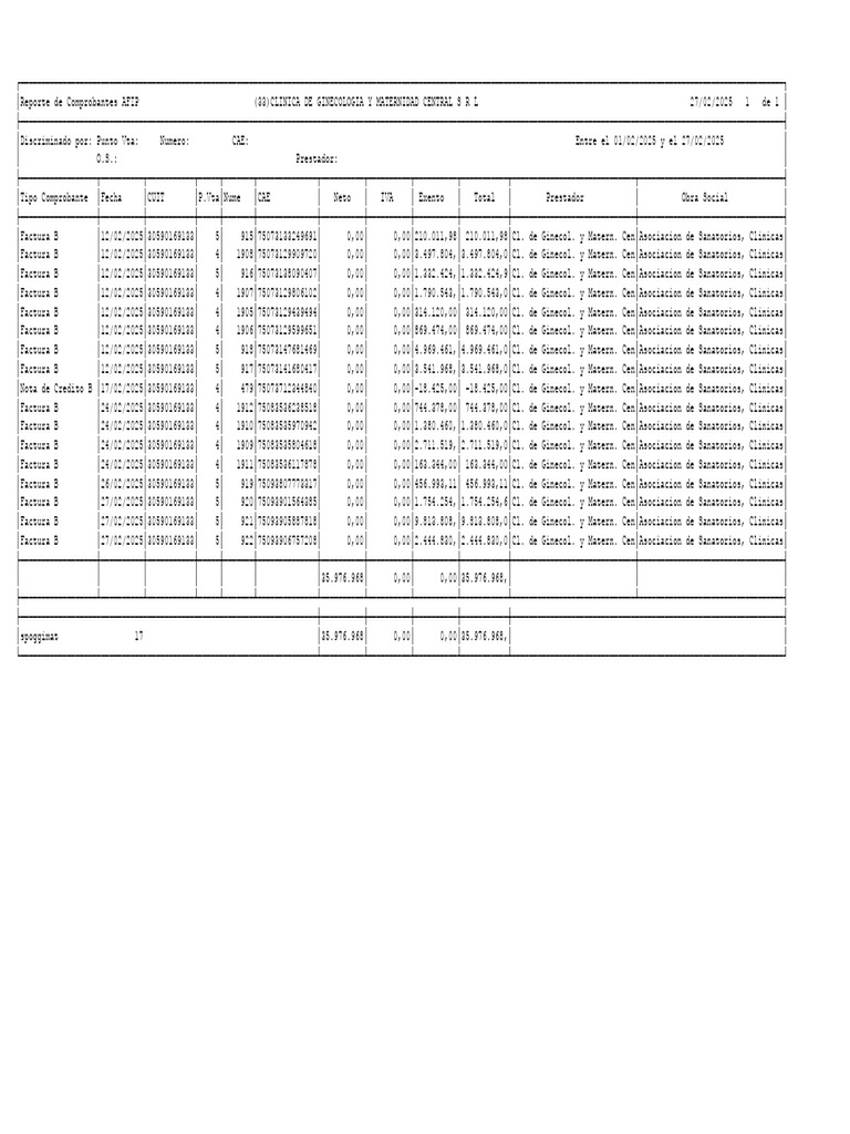 Reporte Facturas Febrero 25 | PDF