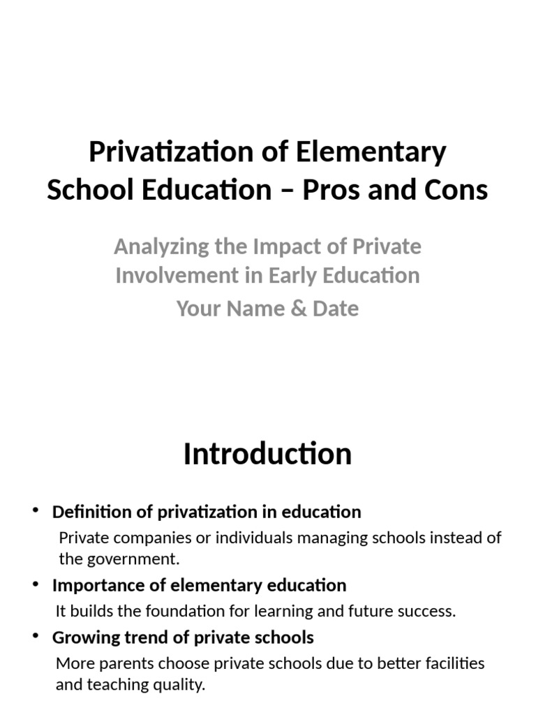 Privatization of Elementary School Education – Pros And | PDF ...