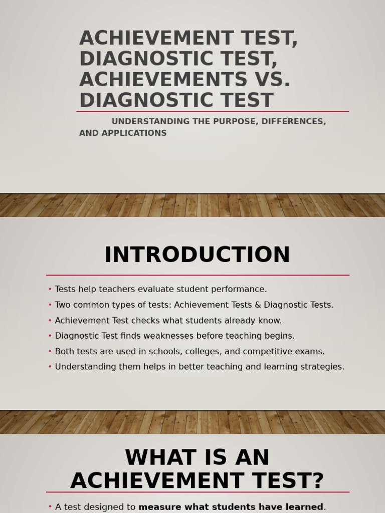 Achievement Test, Diagnostic Test, Achievements Vs | PDF | Educational ...