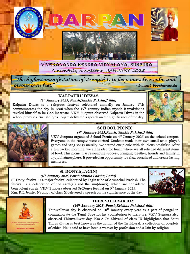 DARPAN January Month Newsletter 2025 - VKV Sunpura | PDF