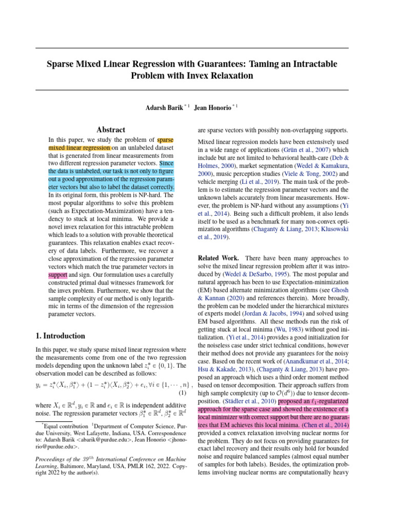 Sparse Mixed Linear Regression With Guarantees Taming An Intractable Problem With Invex ...