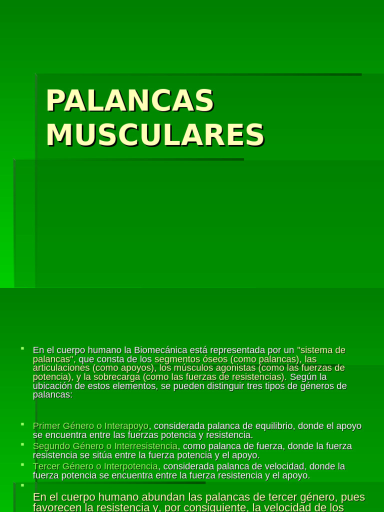 Tipos de Palancas Musculares en Biomecánica | PDF | Músculo | Palanca