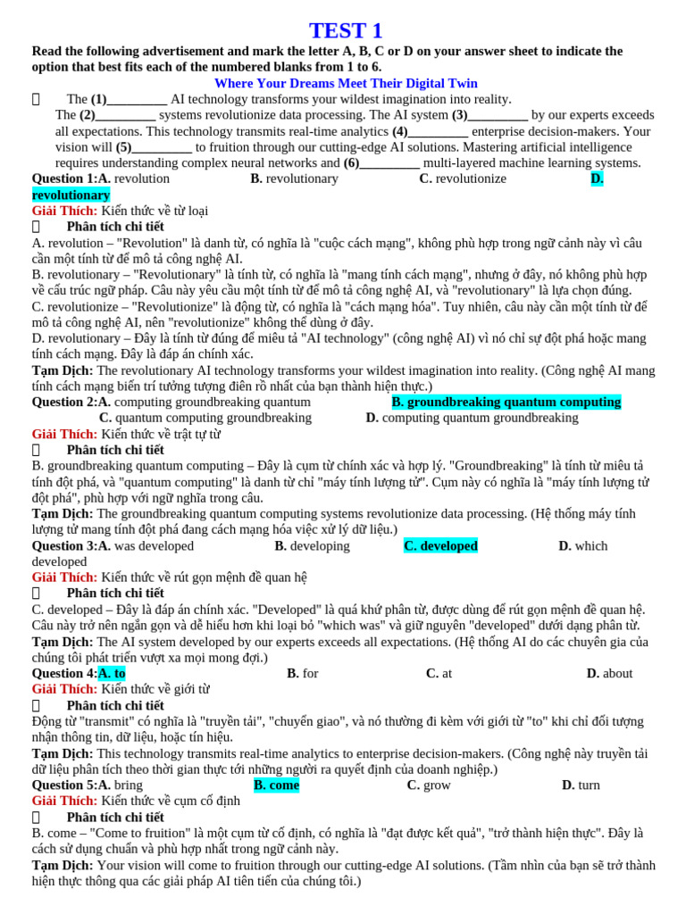 12-key-TEST 1. the 2nd midterm (1) | PDF