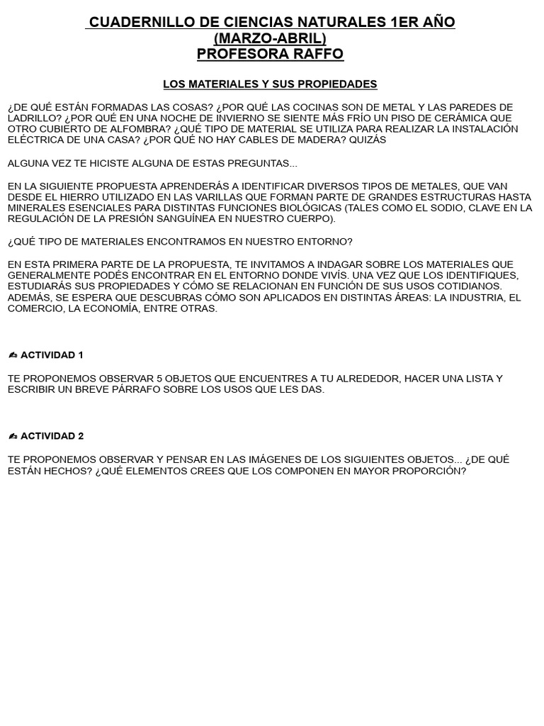 Cuadernillo 1 Cs Nat | PDF | Metalurgia | Rieles