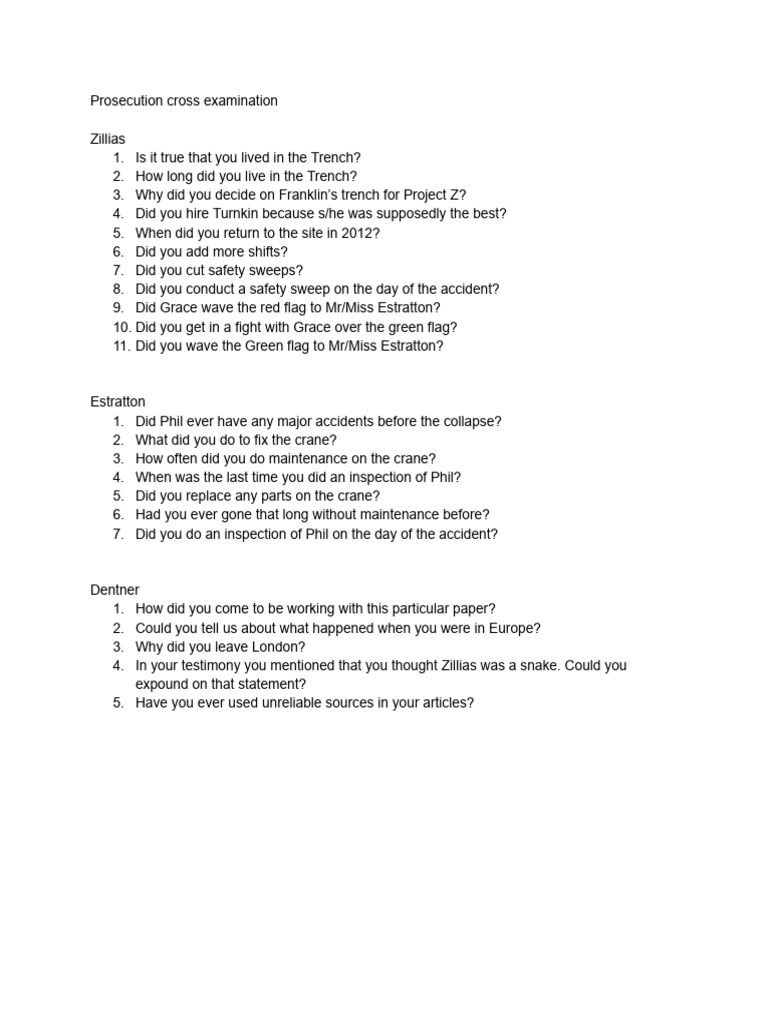 Direct and cross examination questions (1) | PDF