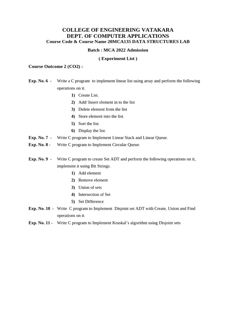 Experiment List CO2 | PDF