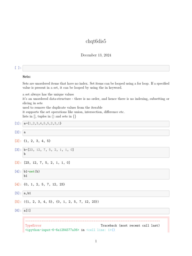 Class 7 (Sets&Dictionaries) | PDF | Data Type | Computer Science