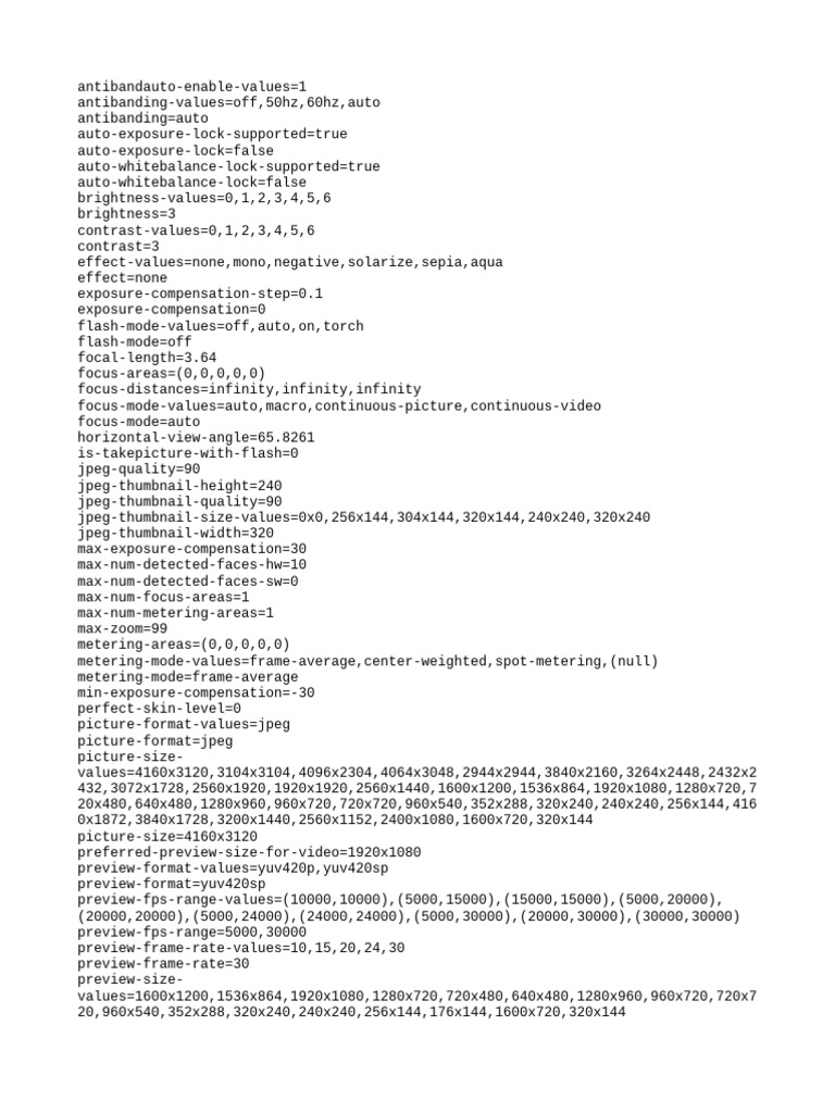 Camera Settings Configuration Guide | PDF