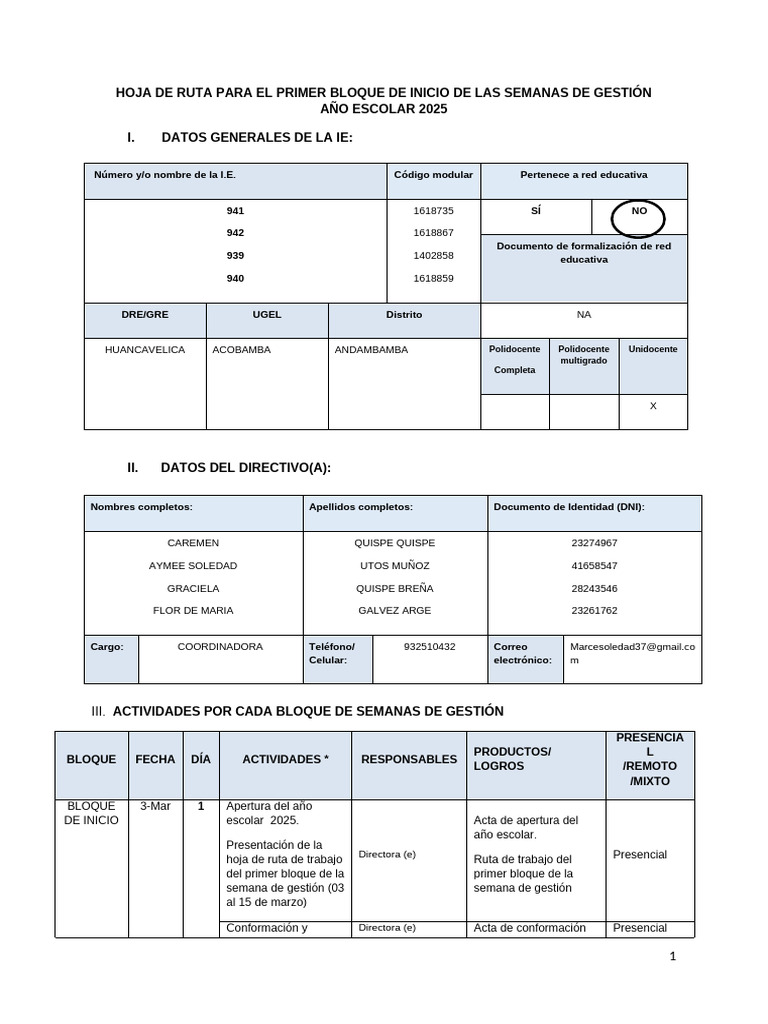 Hoja de Ruta Primer Bloque 2025 Corregido | PDF