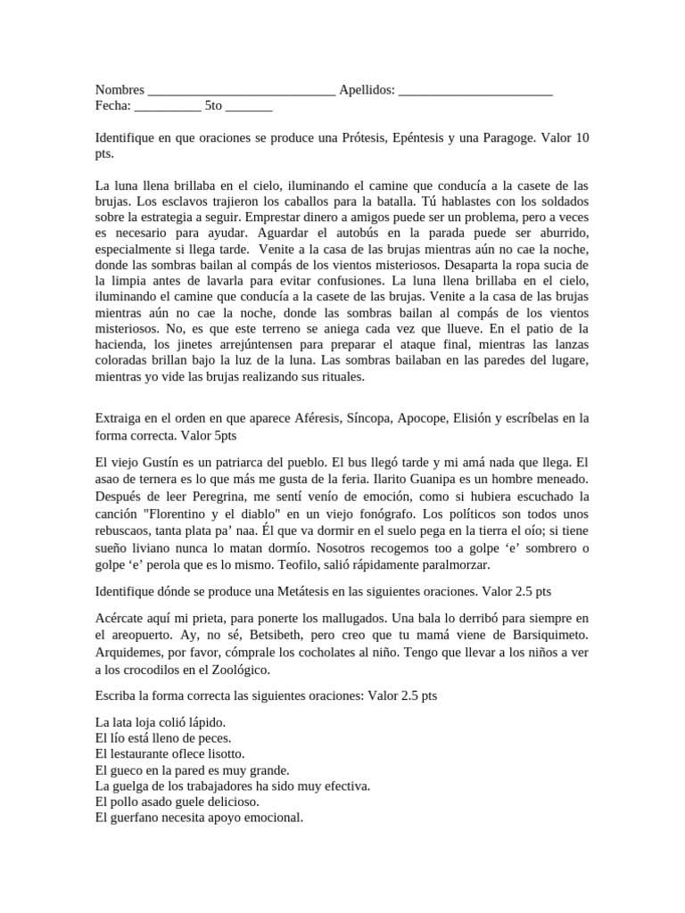 Análisis de Alteraciones Fonéticas en Oraciones | PDF