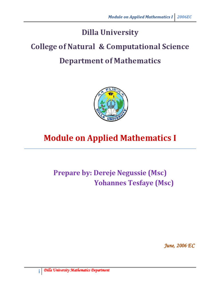 Applied Mathematics I Module Overview | PDF | Matrix (Mathematics ...
