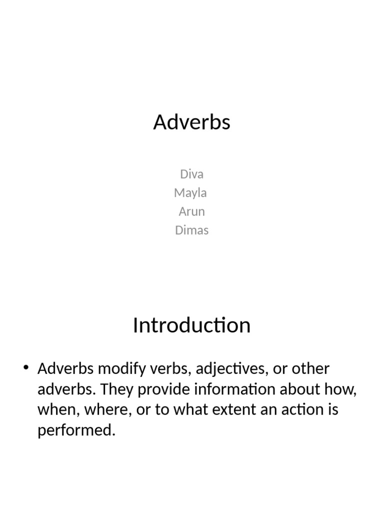 Adverbs: Types and Usage Guide | PDF
