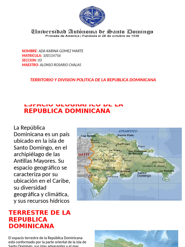 TERRITORIO Y DIVISION POLITICA DE LA RE.DOM | PDF | República ...