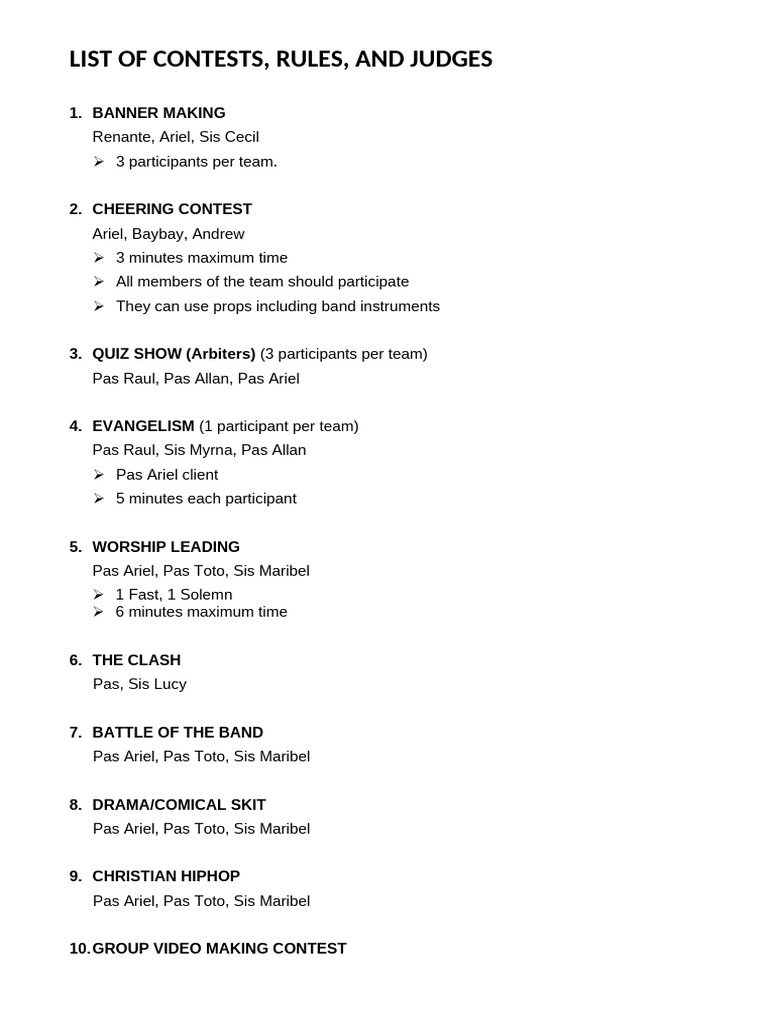 Contest Rules and Judges List | PDF